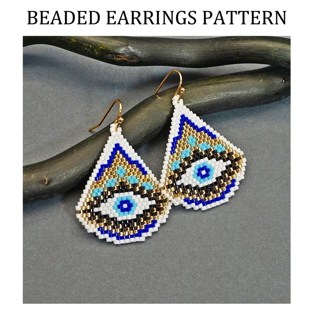 Beaded Earrings Patterns Beading Pattern Evil Eye Seed Bead - Etsy