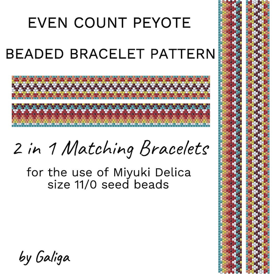Colorful Matching Bracelets Patterns 2 in 1 Even Peyote Pattern Delica ...