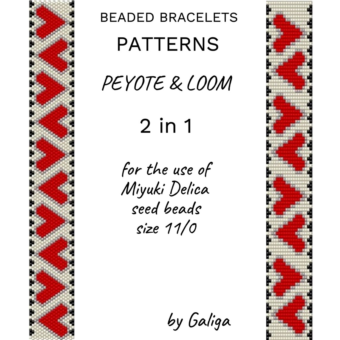 Peyote Pattern Red Heart Pattern Heart Bracelet Pattern Easy Pattern ...
