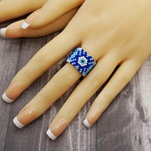Peyote Ring Pattern Evil Eye 2 in 1 Beadwork Pattern for Beading Do It ...