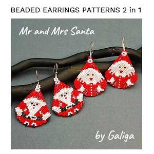 SANTA Patterns Christmas Beaded Earrings Pattern Xmas Beading Christmas ...