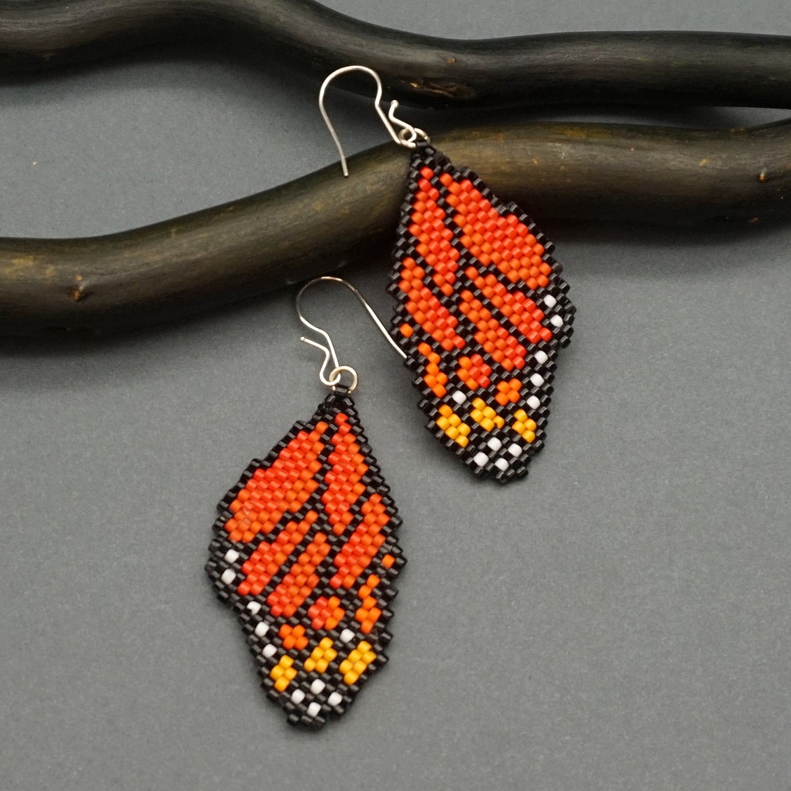 Monarch Butterfly Wing Beaded Pattern DIY Earrings Beading Jewelry ...