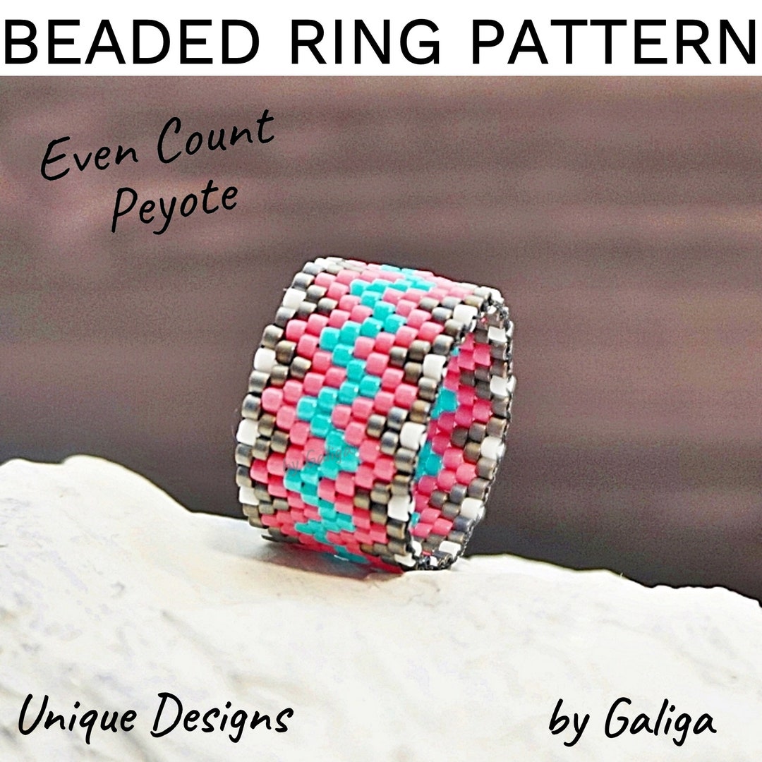 Even Peyote Ring Pattern Pastel Blue Pink Beaded Ring Making Instant ...