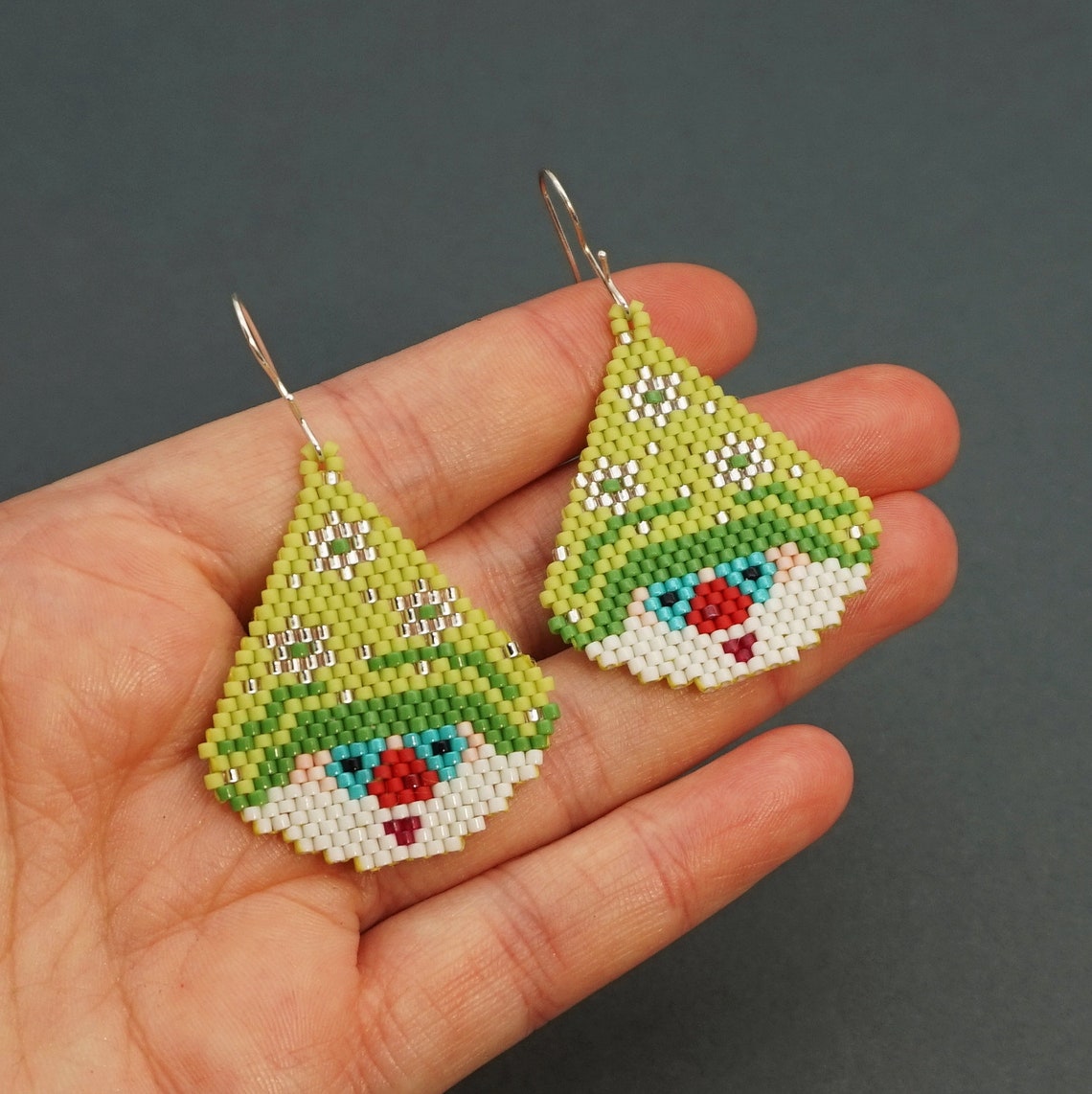 Xmas Seed Bead Earrings Pattern for Beading Christmas Gnome Beaded ...