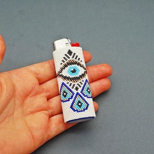 Evil Eye Lighter Cover Pattern Ethnic Lighter Beading Pattern Seed Bead ...