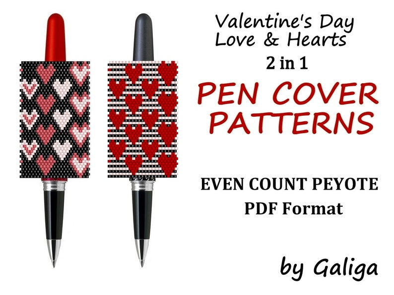 Valentines Day Peyote Pen Cover Patterns Patterns for Beading - Etsy