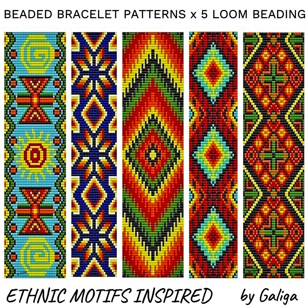 Bead Loom Bracelet Patterns DIY Jewelry Tribal Ethnic Huichol Hippie ...