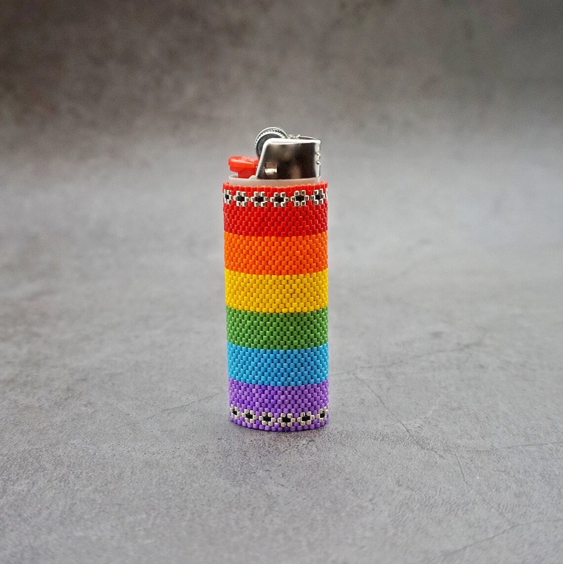 Peace Symbol Lighter Pattern Beaded Peace Sign Rainbow Lighters Covers ...