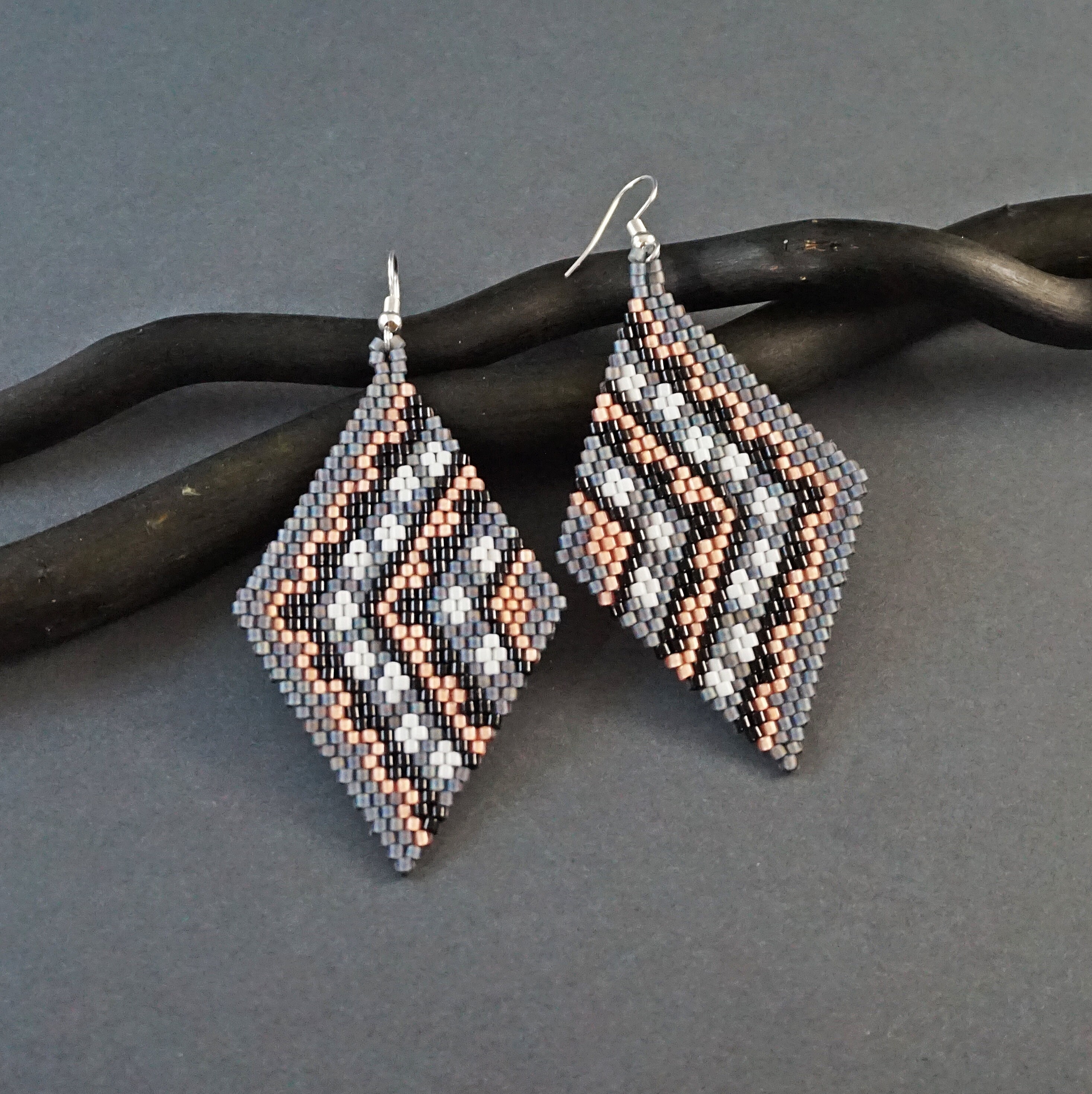 Beaded Earrings Pattern Beading Pattern Geometric Seed Bead | Etsy