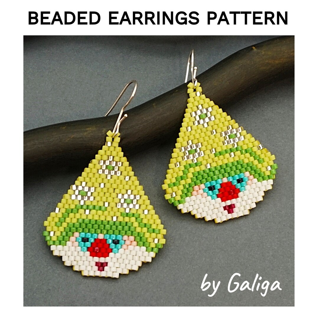 Xmas Seed Bead Earrings Pattern for Beading Christmas Gnome Beaded ...