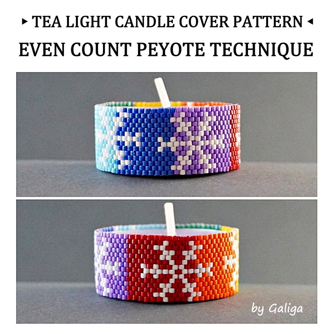 CHRISTMAS SNOWFLAKES Tea Light Holder Peyote Pattern Xmas Beading ...