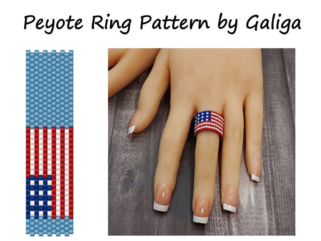 US Flag Peyote Ring Pattern for Beading American Flag USA Bead - Etsy