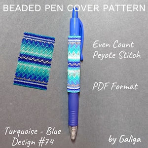 Tutquoise Blue Beaded Pen Wrap Pattern DIY Seed Bead Crafts Delica Pen ...