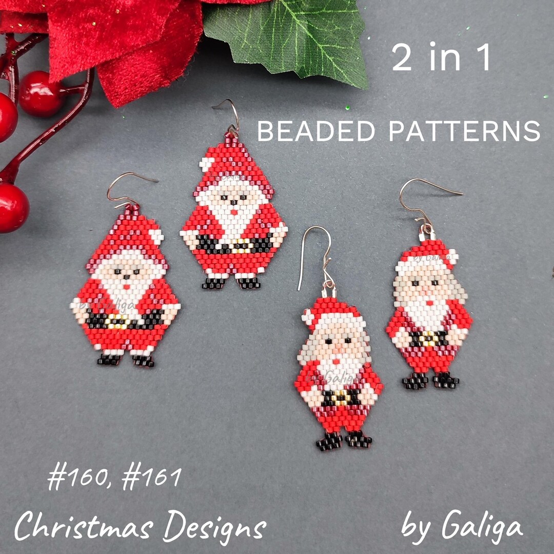 Beaded Santa Patterns Christmas DIY Crafts Seed Bead Earrings Pendants ...