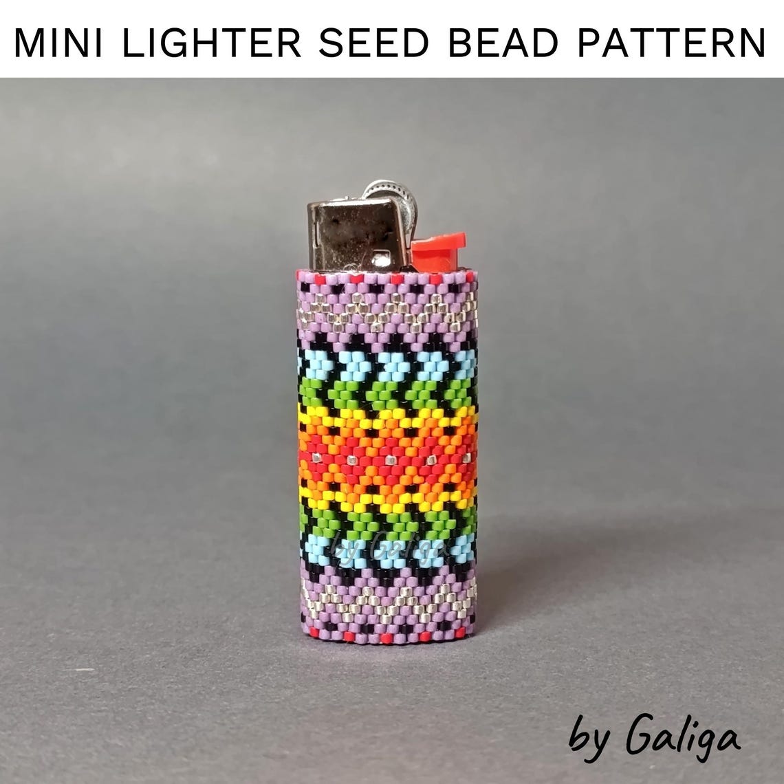 Mini Lighter Cover Beaded Pattern Seed Bead Delica Small Lighter Case ...