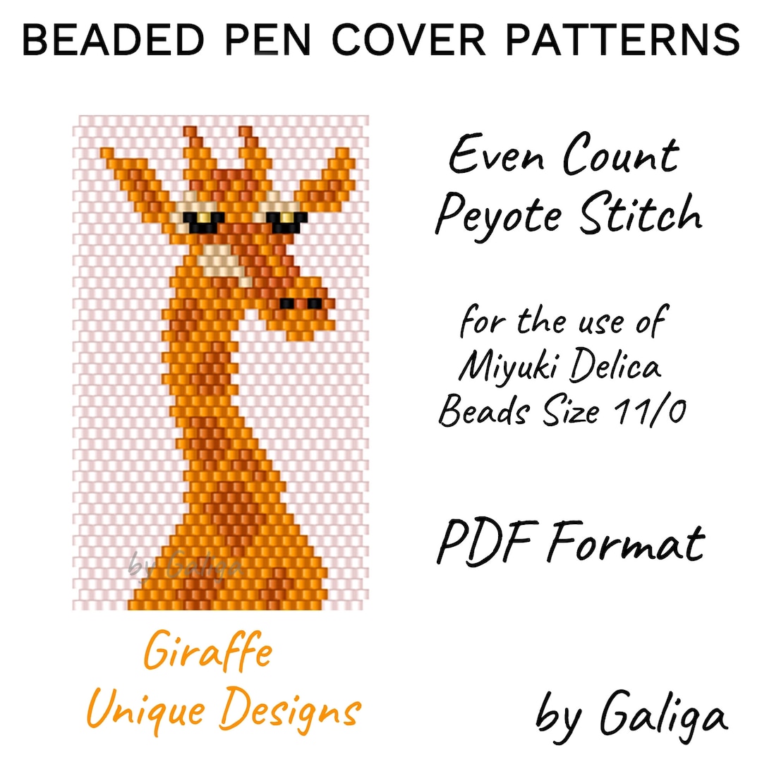 Giraffe Pen Cover Pattern Beaded African Animal DIY Seed Bead Pen Wrap ...