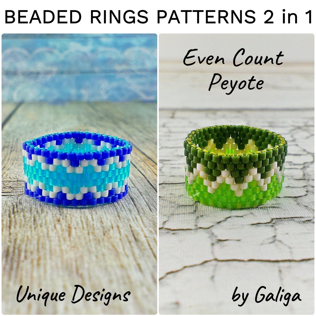 Peyote Ring Pattern 2 in 1 Boho Beaded Jewelry Making Diy Beaded ...