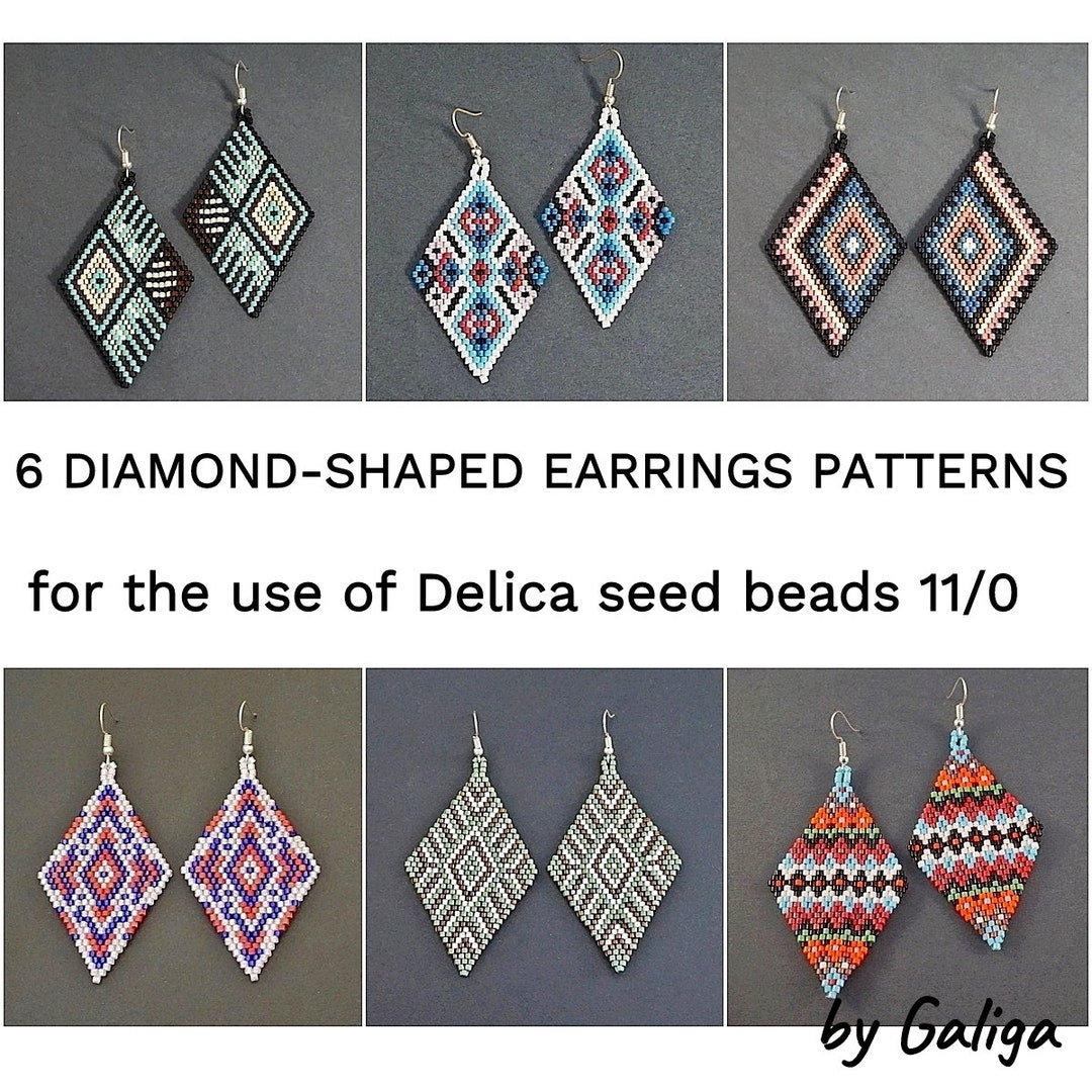Bead Earrings Patterns Set of 6 Brick Stitch PDF Digital Beadwoven ...