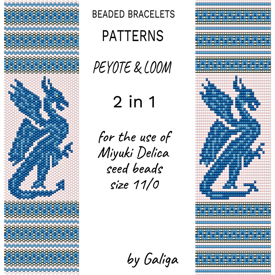 Dragon Bracelet Pattern Beaded Cuff Even Peyote Patterns for Beading ...