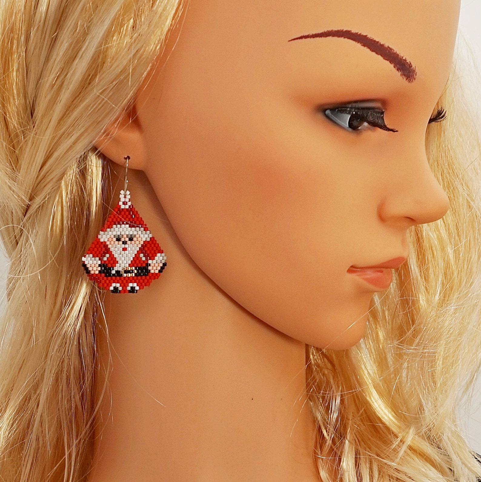 SANTA Patterns Christmas Beaded Earrings Pattern Xmas Beading Christmas ...