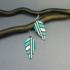 Leaf Beaded Earrings Patterns SET of 6 for Beading Jewelry Making DIY ...