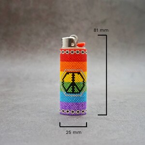 Peace Symbol Lighter Pattern Beaded Peace Sign Rainbow Lighters Covers ...
