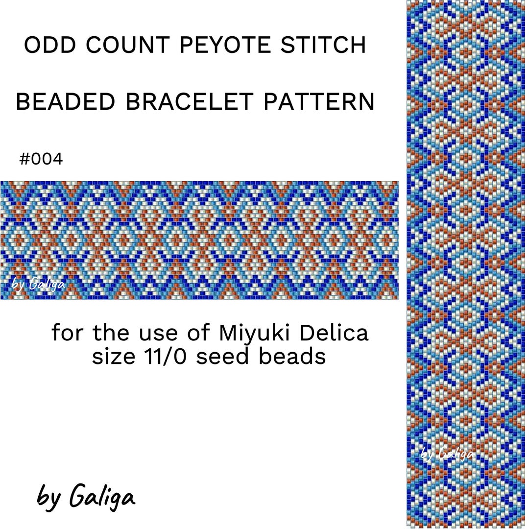 Blue and Persimmon Peyote Bracelet Pattern for Beading Creations DIY ...