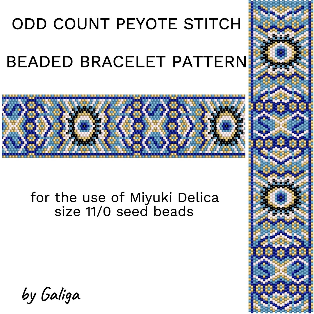 Evil Eye Inspired Beaded Bracelet Pattern Peyore Stitch DIY Jewelry ...
