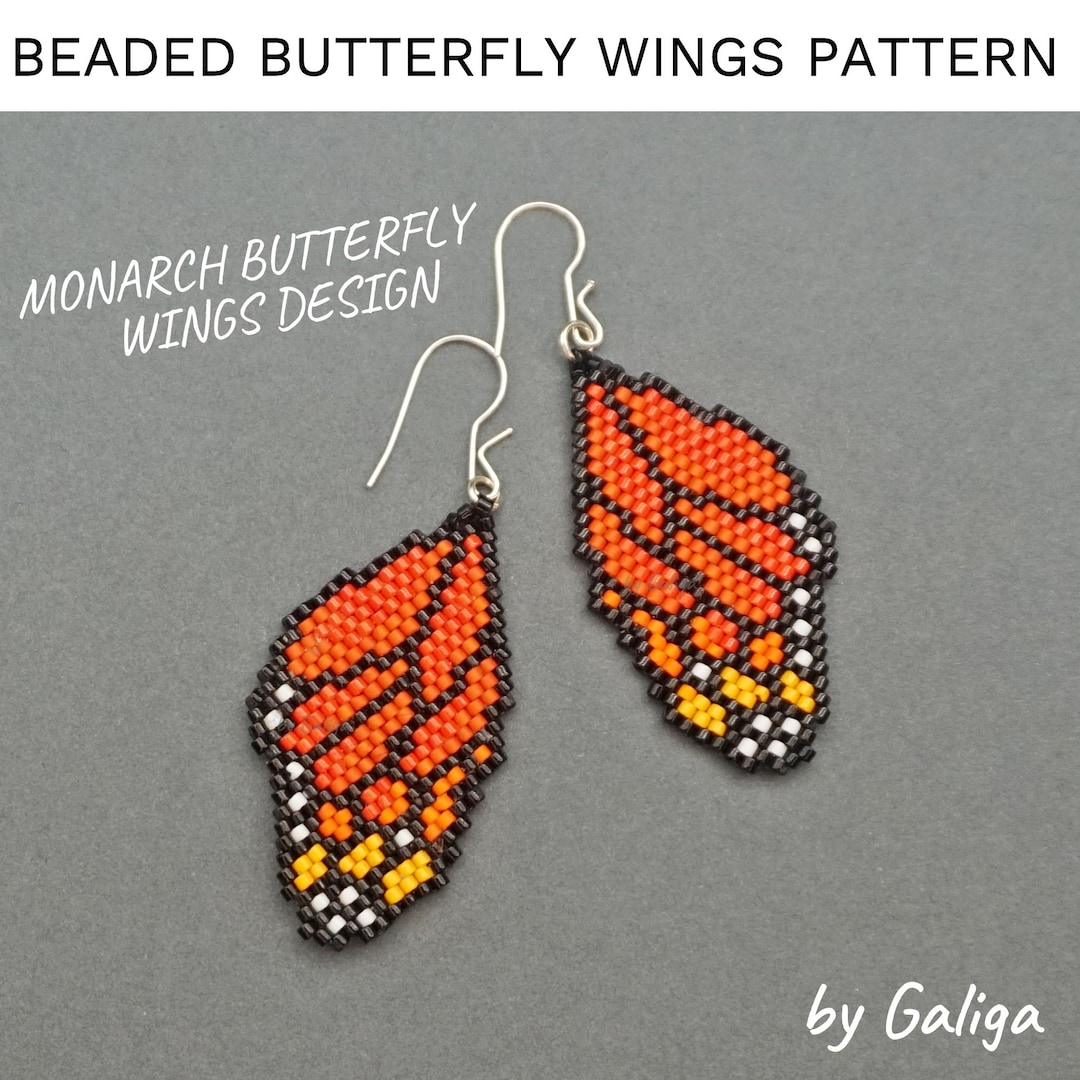 Monarch Butterfly Wing Beaded Pattern DIY Earrings Beading Jewelry ...