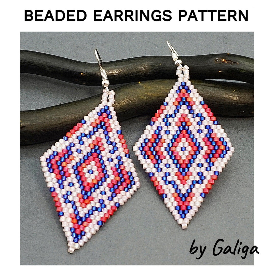 Beaded Earrings Patterns, Beading Pattern, Seed Bead Pattern, Jewelry ...