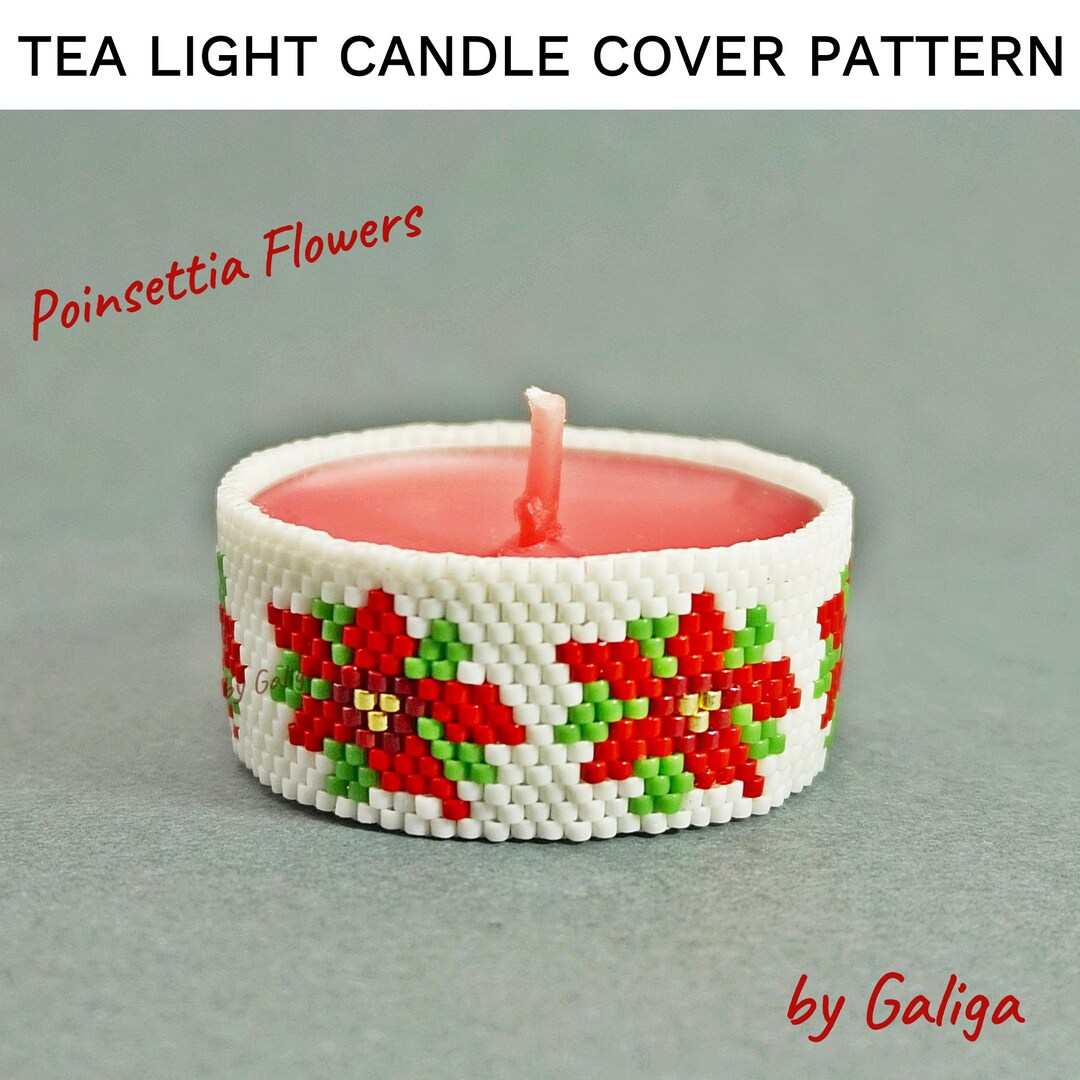 POINSETTIA CHRISTMAS Flowers Tea Light Holder Peyote Pattern Xmas ...