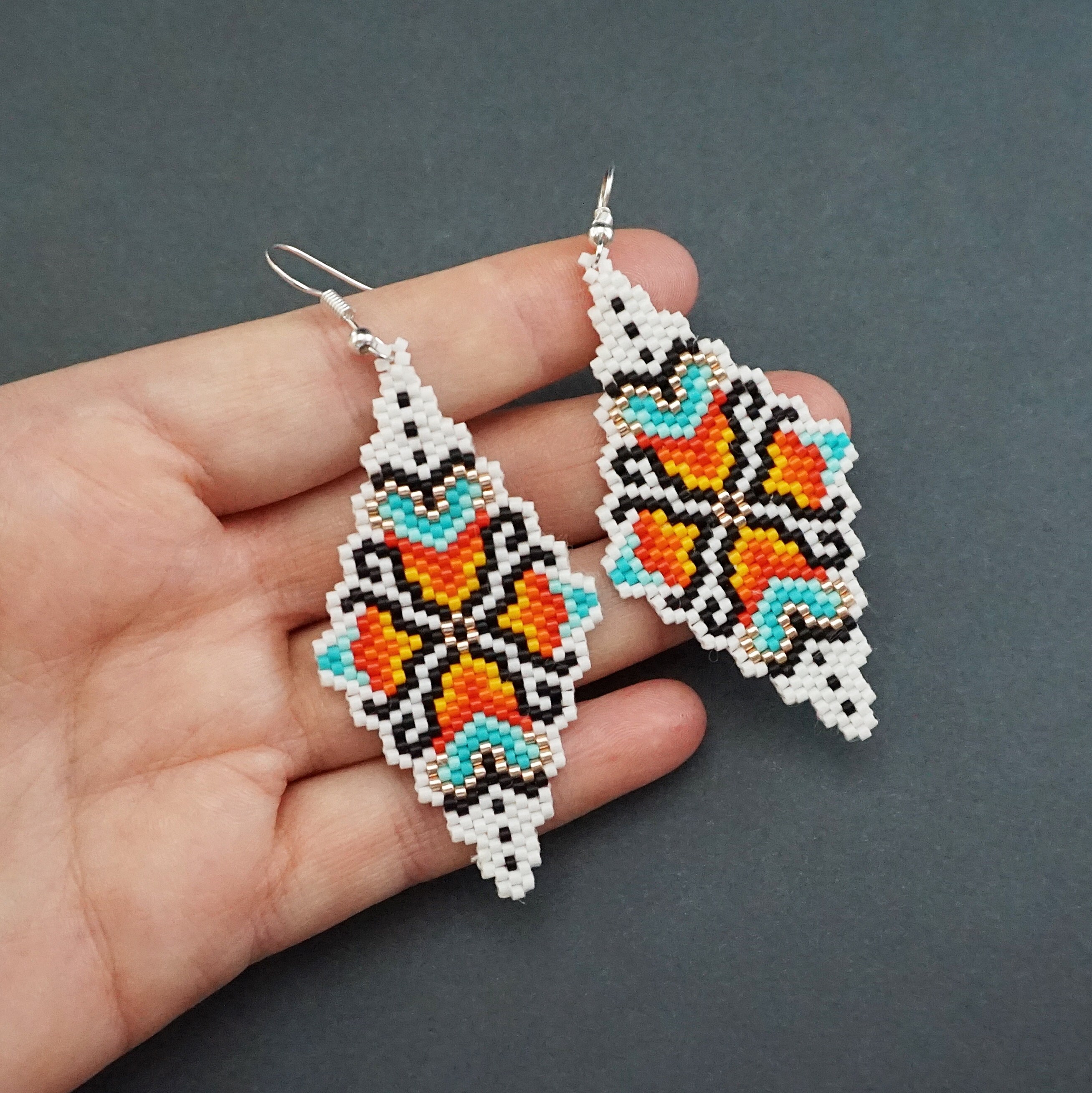 Beaded Earrings Pattern NEW Design Beading Pattern Geometric | Etsy