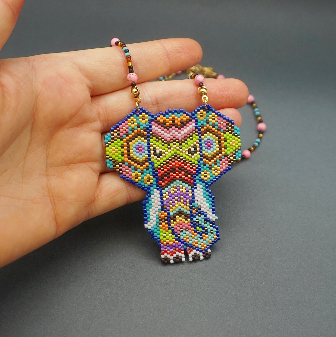 Elephant Pattern for Beaded Crafts Seed Bead Necklace DIY Brooch ...