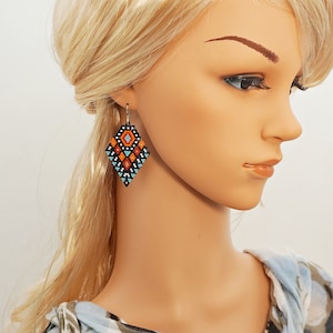 Diamond-shaped Beaded Earrings Pattern for Beading Jewelry Making Brick ...