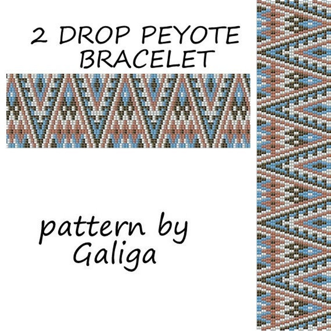 2 Drop Peyote Bracelet Pattern Beaded Boho Bracelet Ethnic - Etsy