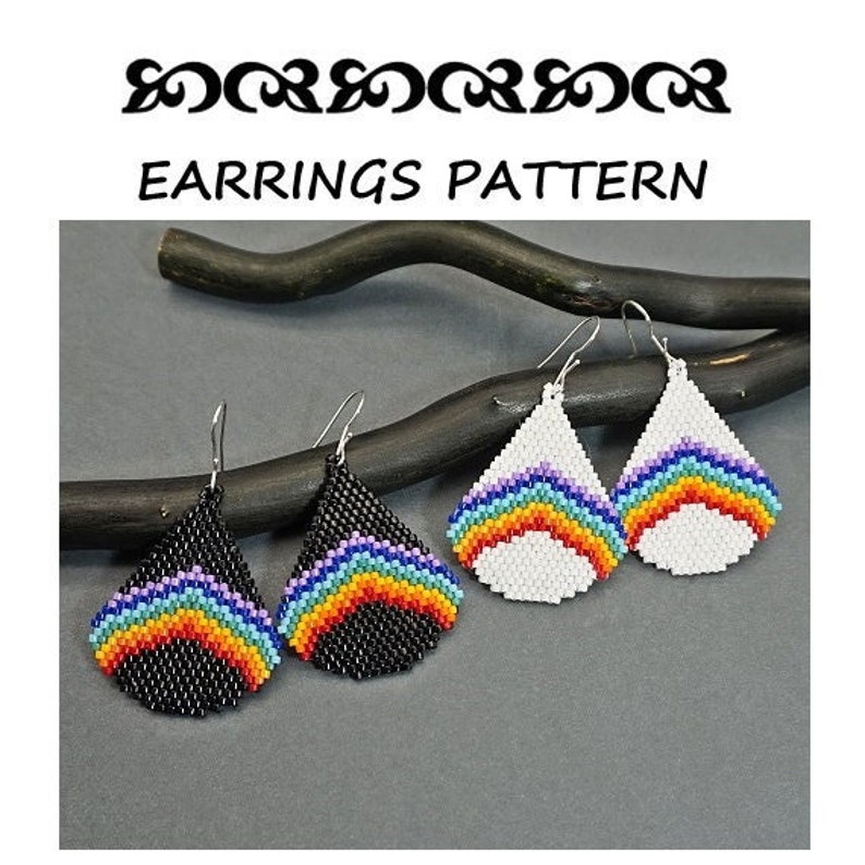 Beaded Earrings Patterns 2 Colors Beading Pattern Colorful - Etsy