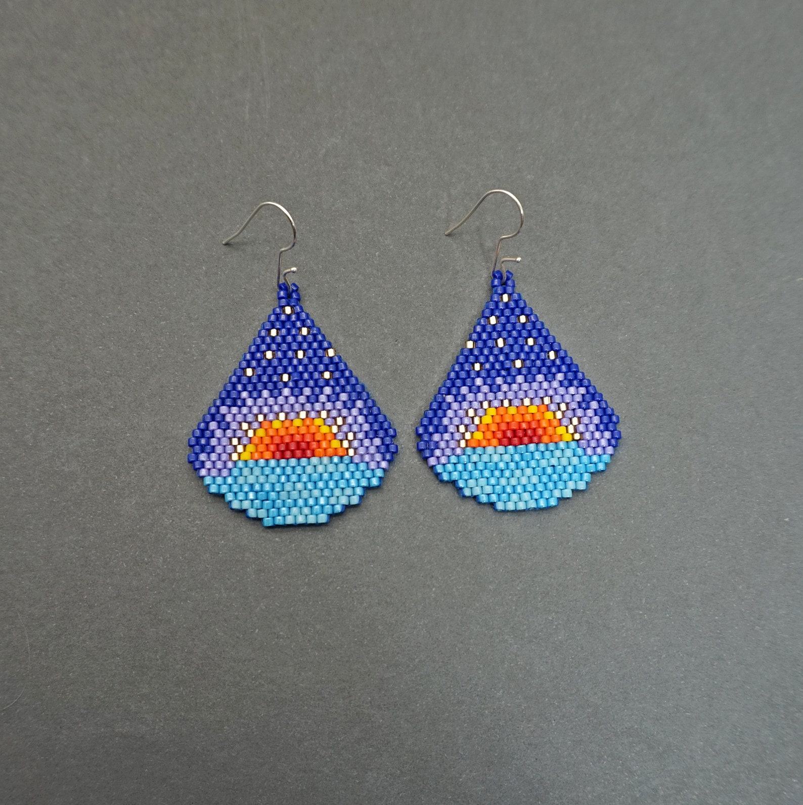 Ocean Sunset Beaded Earrings Pattern Beading Pattern Seed - Etsy