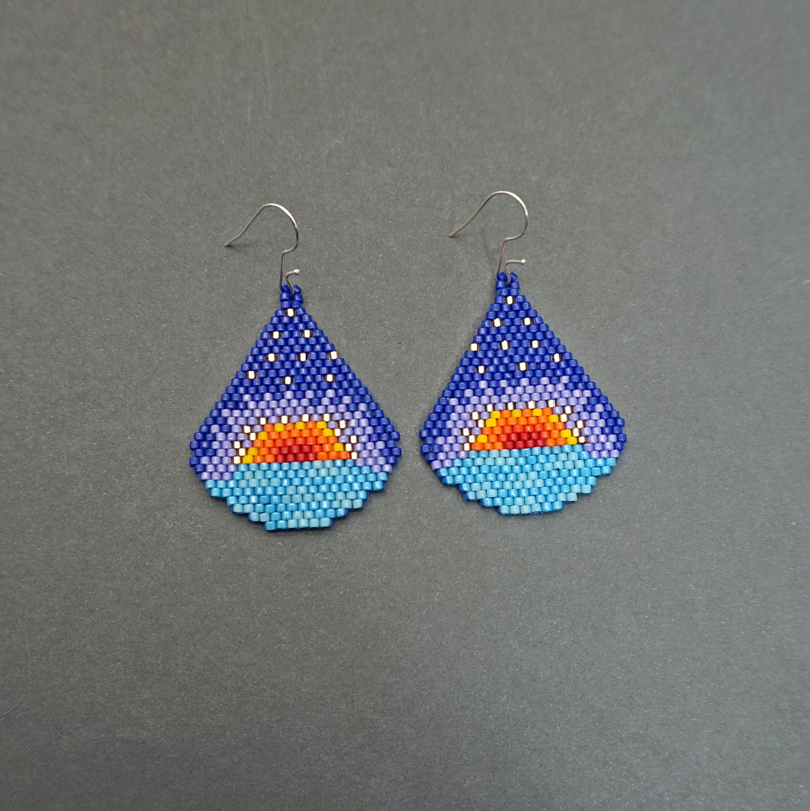 Ocean Sunset Beaded Earrings Pattern Beading Pattern Seed - Etsy