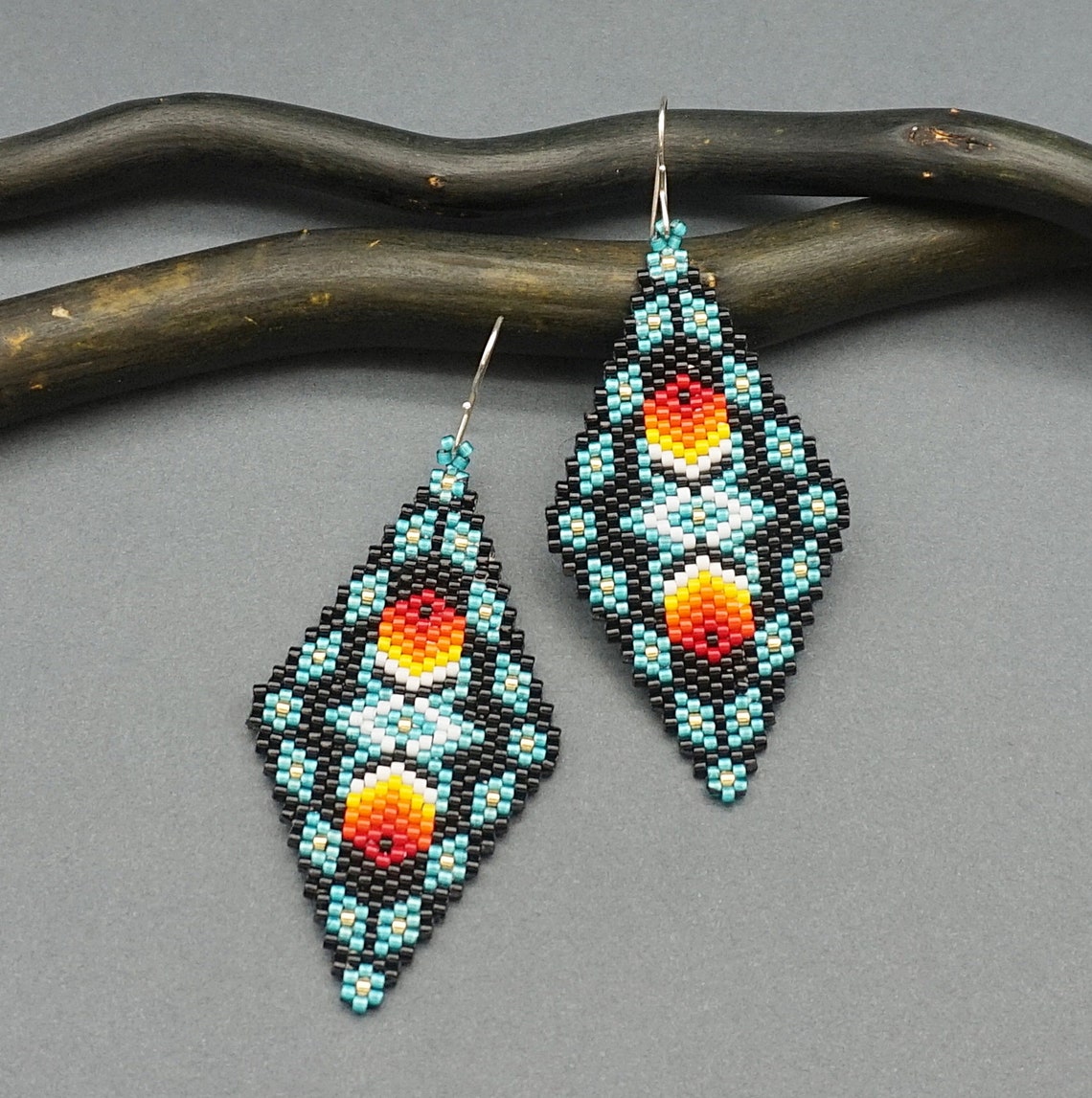 Earrings Pattern Beaded Crafts DIY Jewelry Ethnic Seed Bead Delica ...