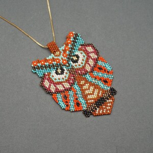 Owl Beaded Pattern Brick Stitch Beading Crafts Pendant Seed Bead Delica ...