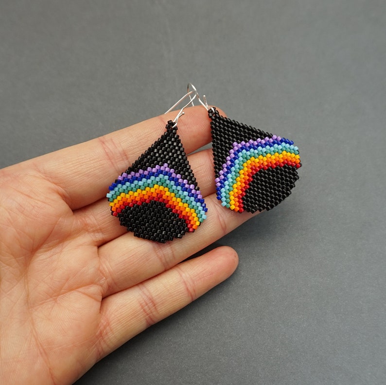 Beaded Earrings Patterns 2 Colors Beading Pattern Colorful - Etsy