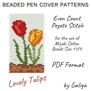 Tulip Flowers Beading Pen Cover Pattern Spring Holiday Beaded Crafts ...