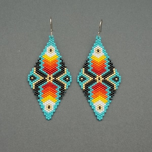 Beaded Earrings Patterns SET Ethnic Seed Bead Earrings Tribal Native ...