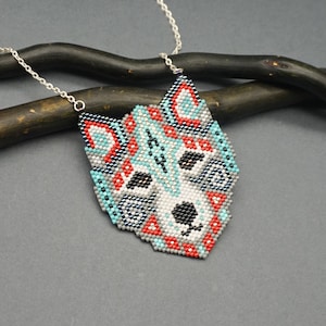 Wolf Bead Pattern Design Beaded Pendant DIY Brooch Delica Seed Bead ...