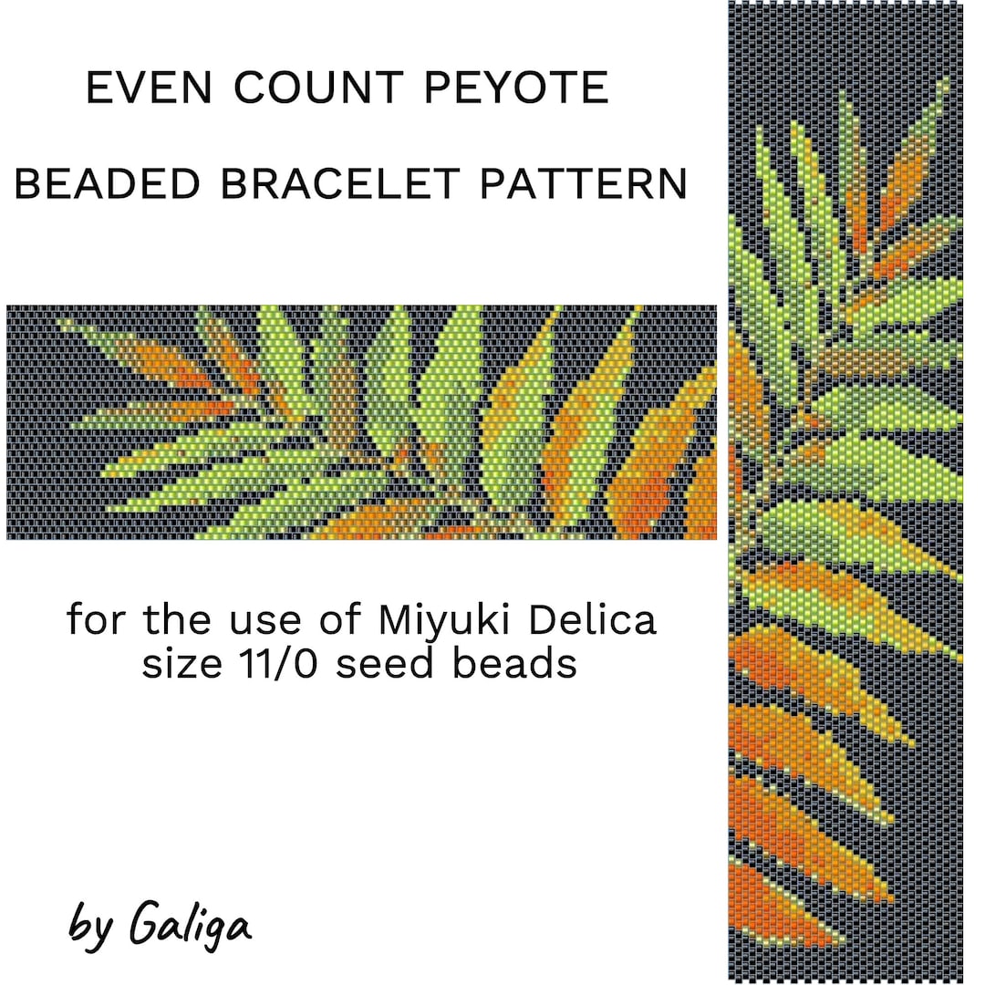 Peyote Bracelet Pattern Rowan Leaves Pattern for Beading Pattern Beaded ...