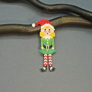 Christmas Elf Beaded Patterd Xmas Beading Design Seed Bead DIY Brooch ...
