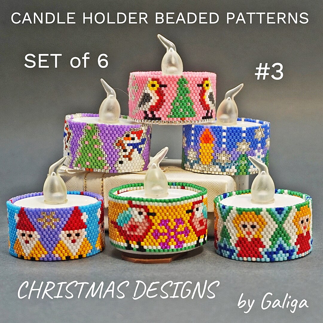 Christmas Tea Light Candle Cover Patterns Set of 6 Tealight Holder ...