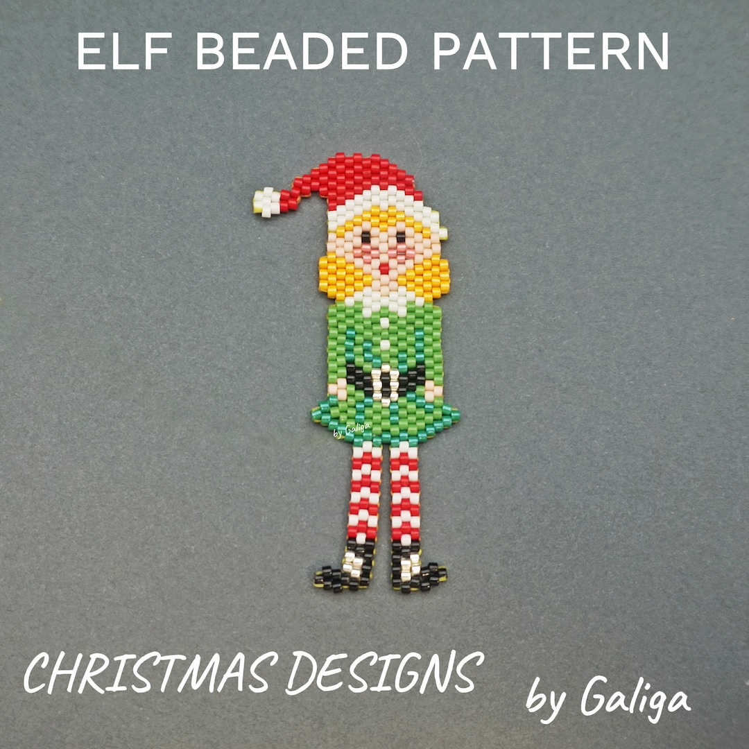 Christmas Elf Beaded Patterd Xmas Beading Design Seed Bead DIY Brooch ...