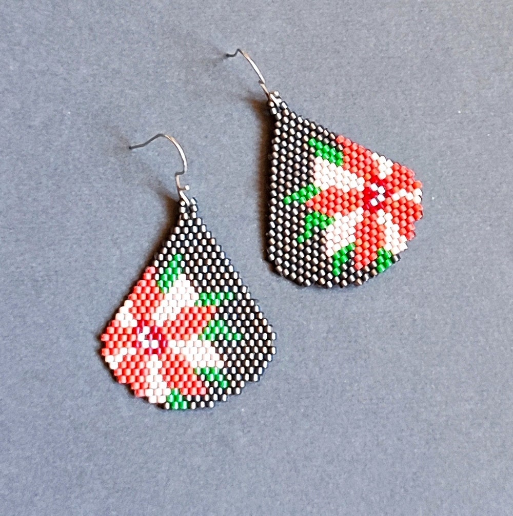 Flower Earrings Pattern Beading Floral Beaded Jewelry Making - Etsy
