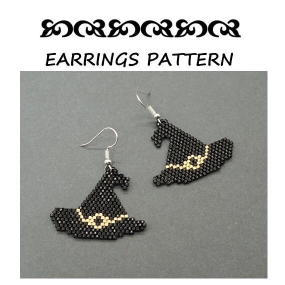 HALLOWEEN Patterns WITCH HAT Beaded Earrings Pattern Wizard - Etsy